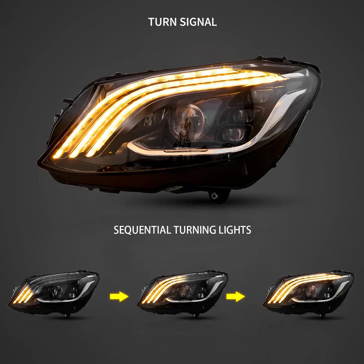 15-21 Mercedes-Benz C-Class W205 Vland LED Matrix Headlight Black ...