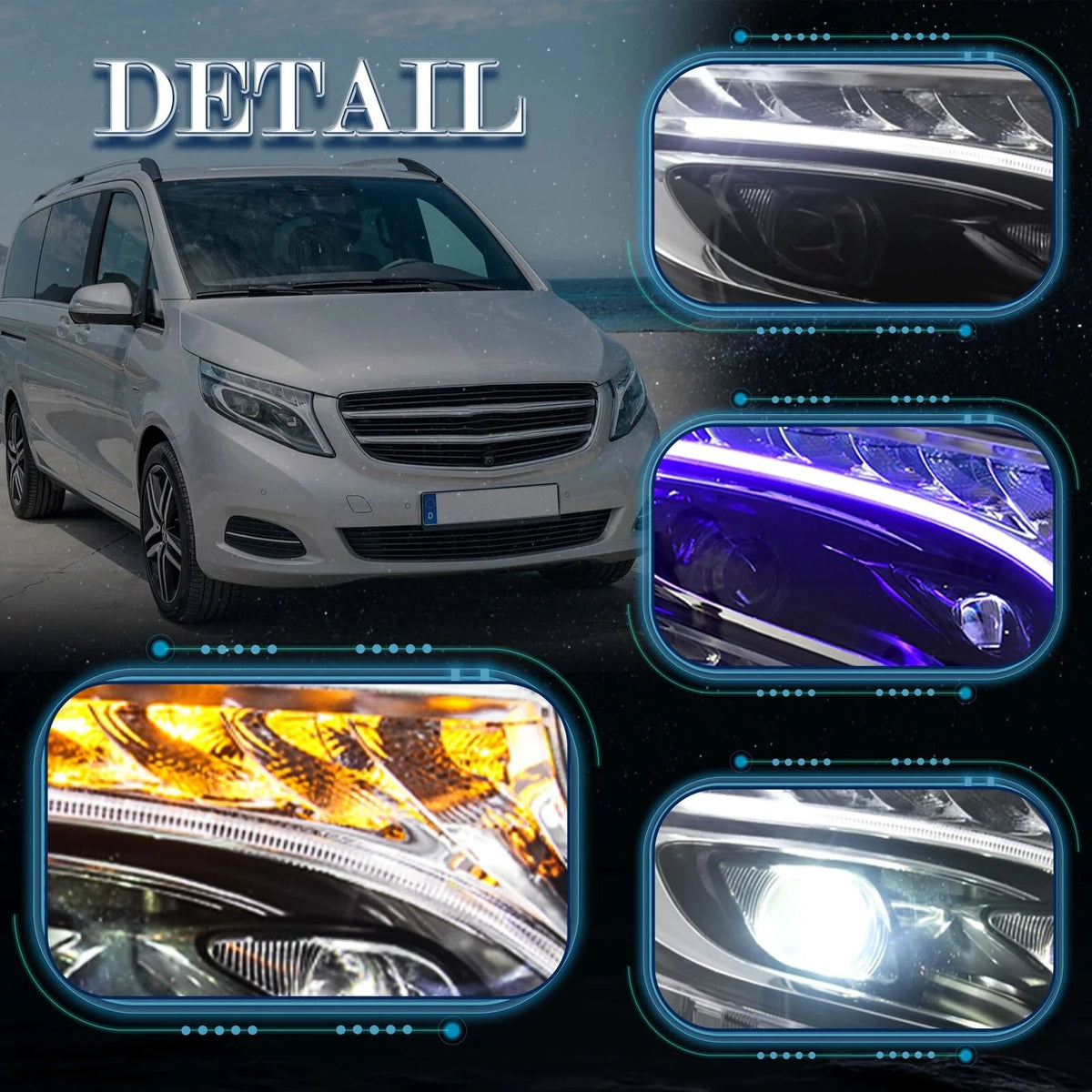 Mercedes-Benz Vito V-Class W447 2014-2023 Vland LED Headlights [E-mark ...