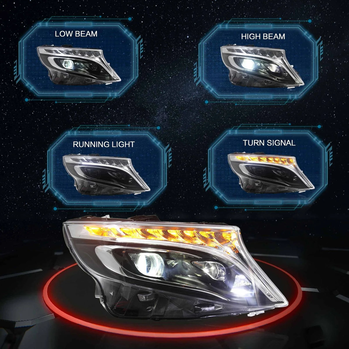 Mercedes-Benz Vito V-Class W447 2014-2023 Vland LED Headlights [E-mark ...