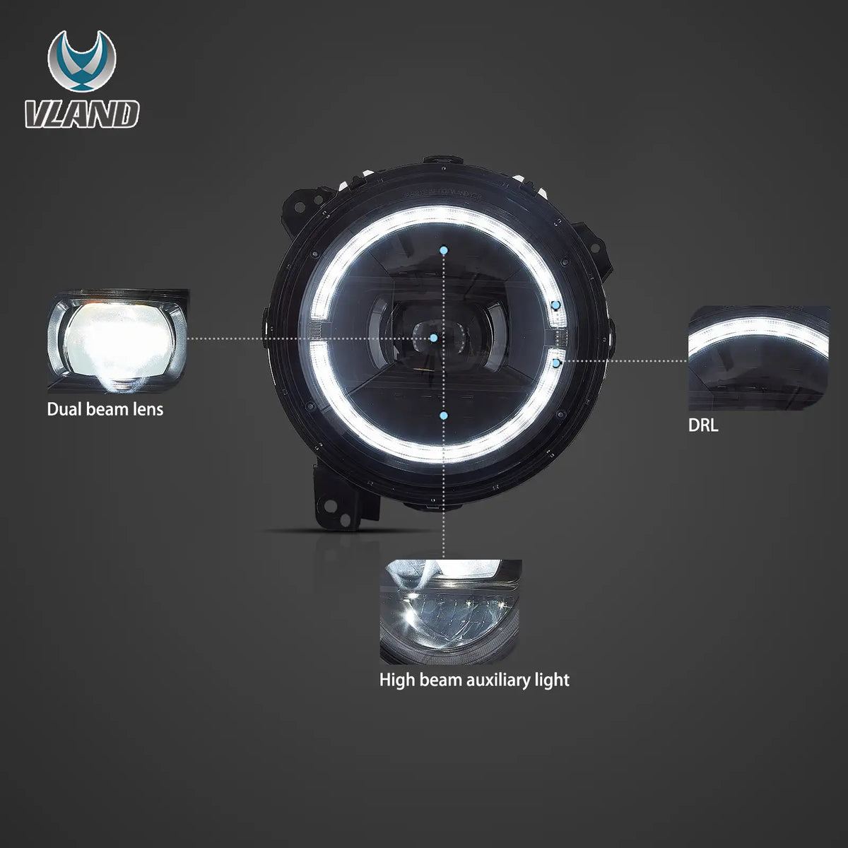 Vland 18-Up Jeep Wrangler JL JLU JT Rubicon Full LED Headlights With S ...