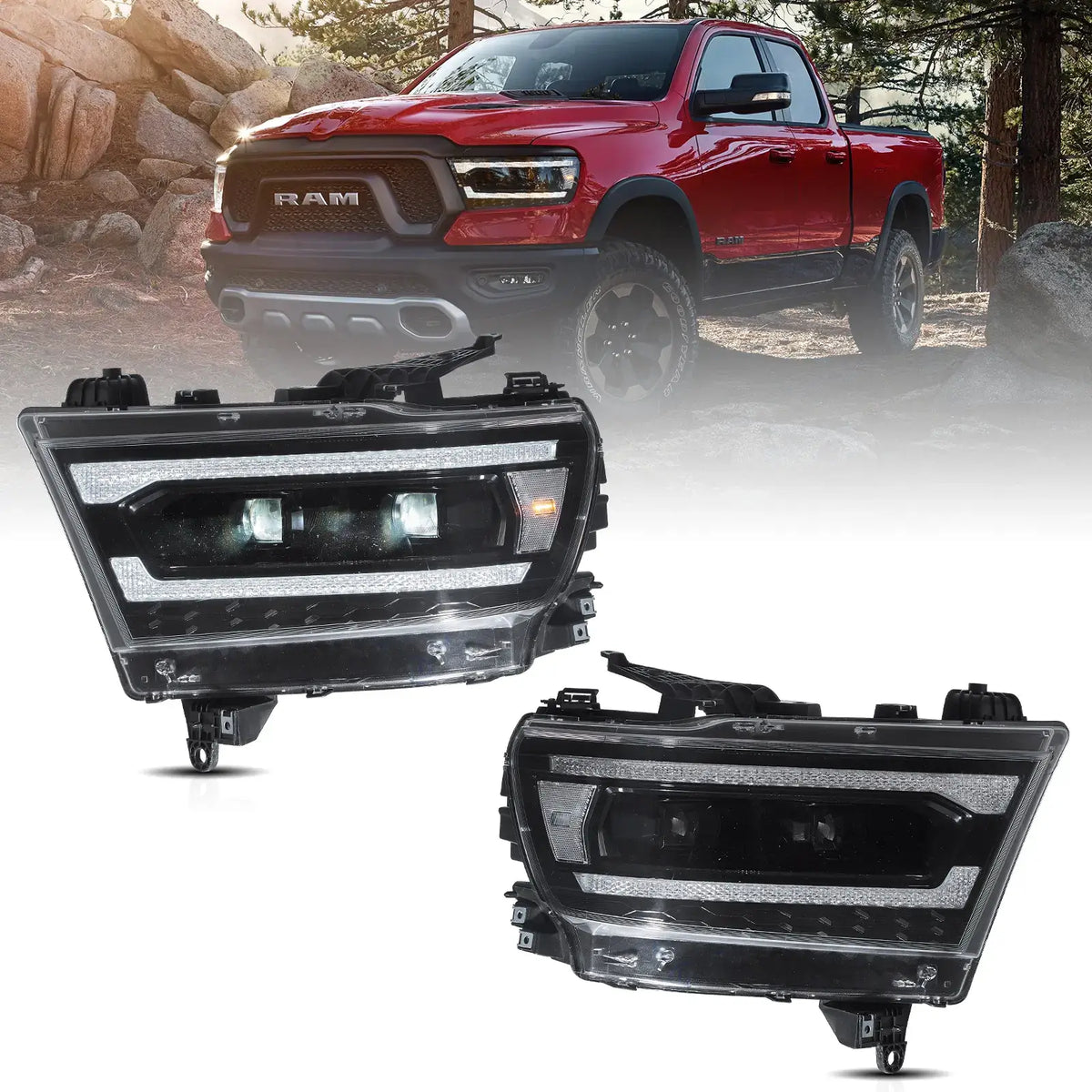 19-24 Dodge Ram 1500 Vland Full LED Headlights W/Start-up Animation ...