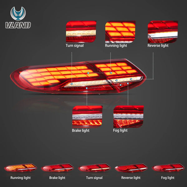 16-23 Mercedes C-Class A205 C205 Vland Full LED Tail Lights With Anima ...